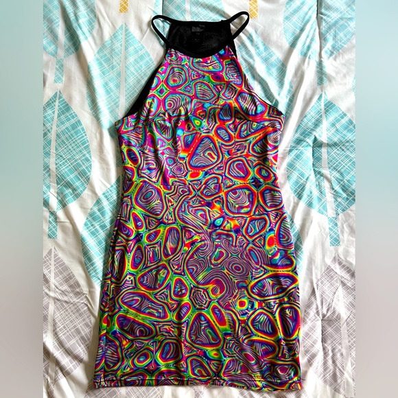 The Headspace | Dresses | Trippy Bodycon Dress With Matching Sleeves ...